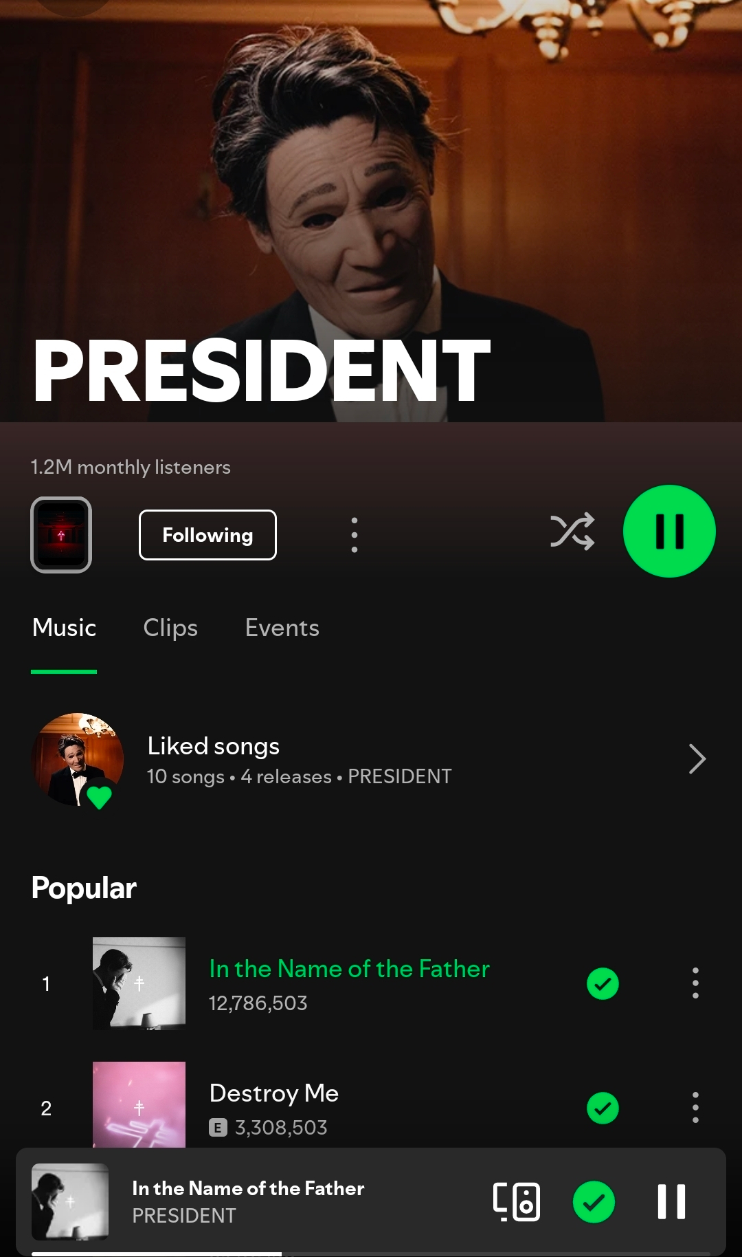 PRESIDENT hits 1 MILLION Listeners - un-Official President Band Fan Site